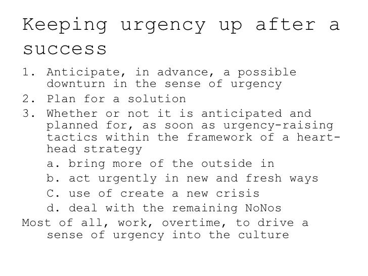A Sense Of Urgency