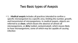 Asepsis procedure in healthcare settings | PPTX