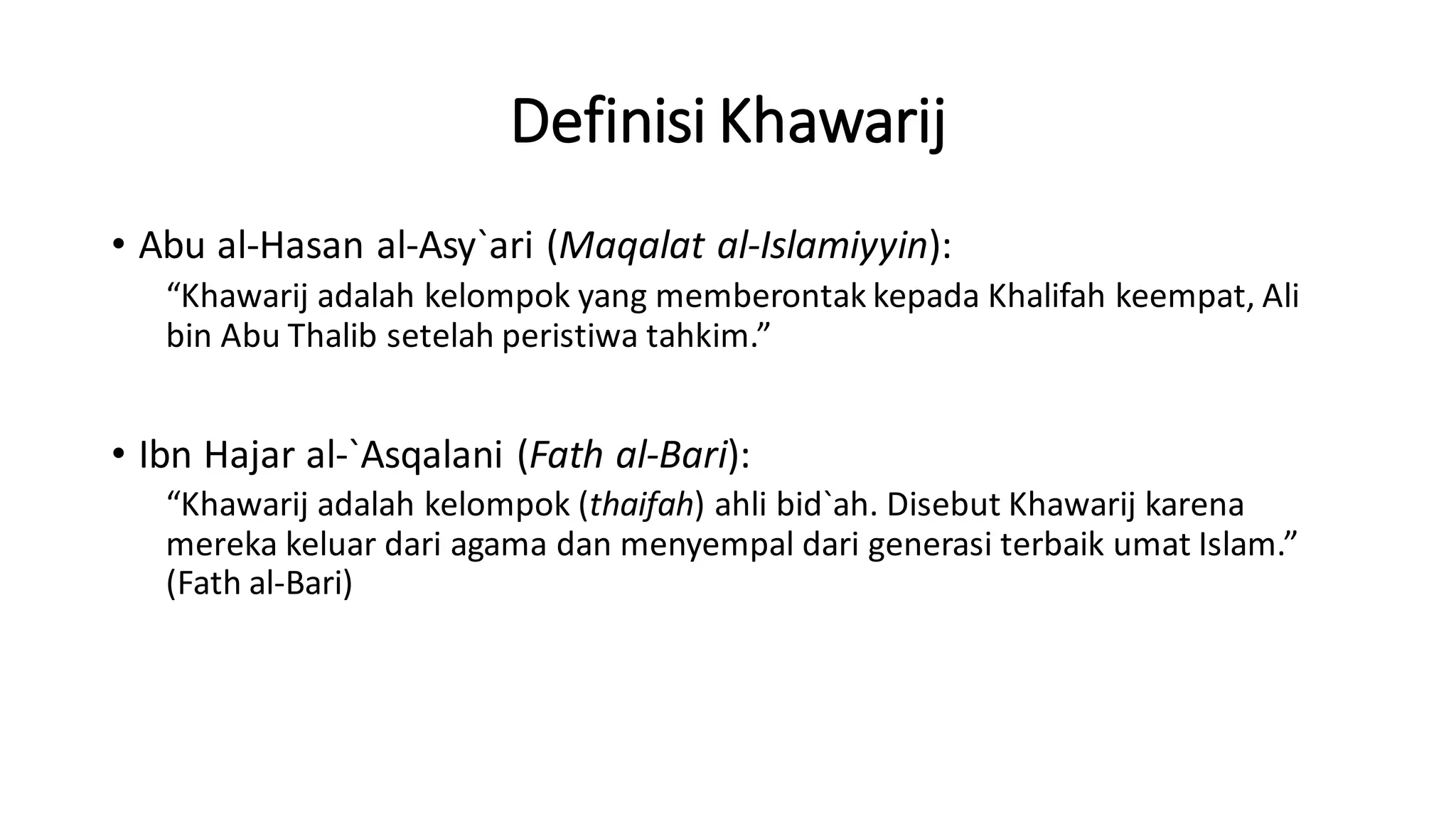 Asep sobari (sejarah dan pemikiran khawarij) | PDF