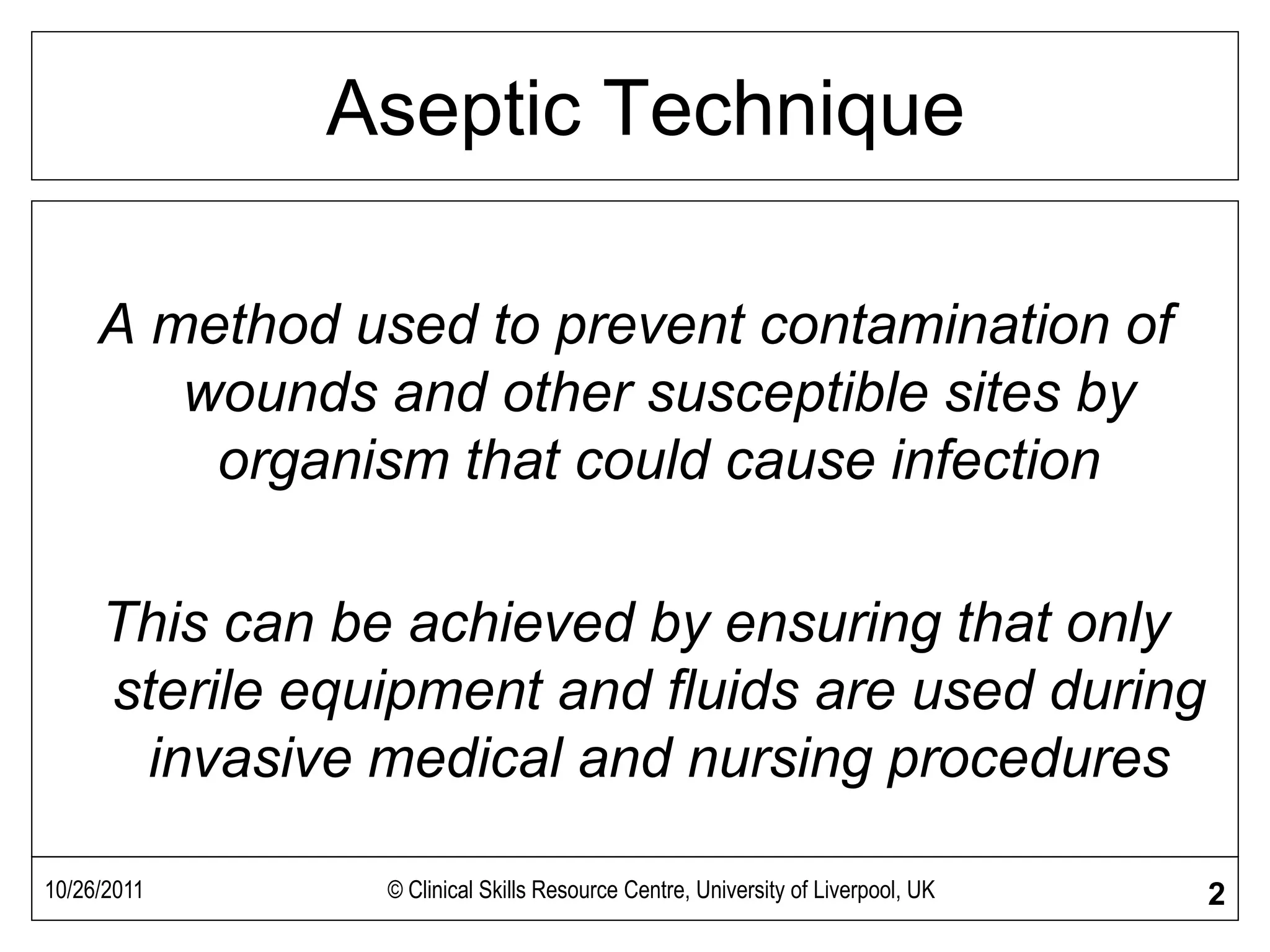 Aseptic Technique | PDF