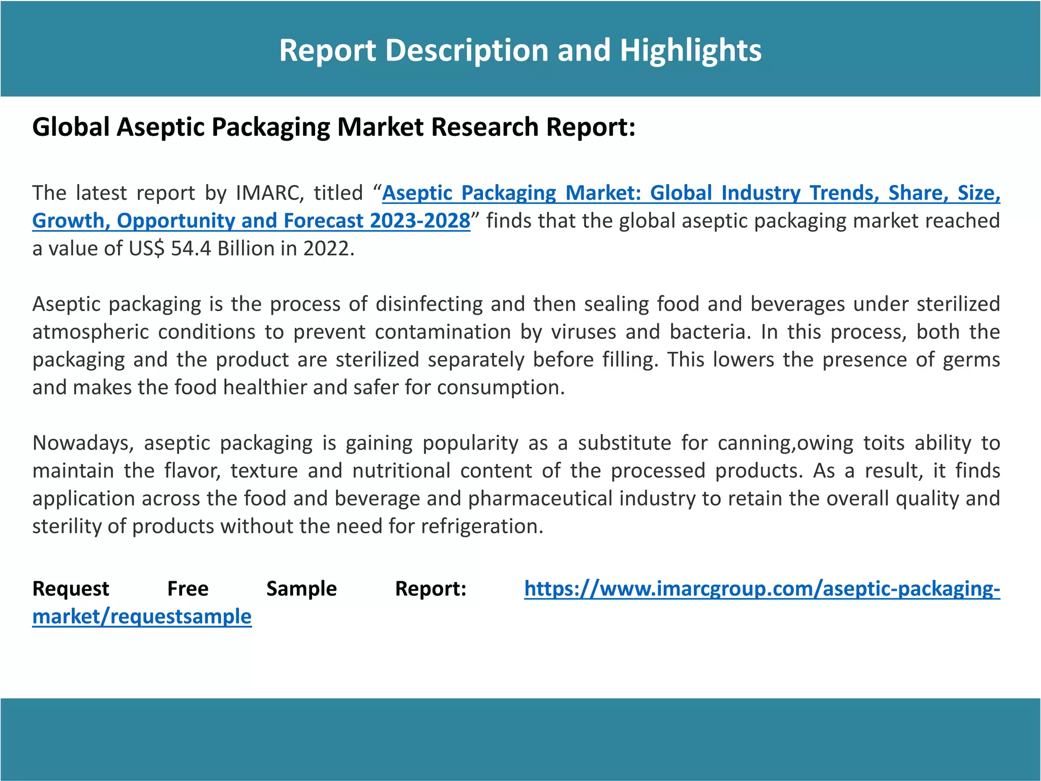 Aseptic Packaging Market PPT: Growth, Outlook, Demand, Keyplayer Analysis and Opportunity 2023 ...