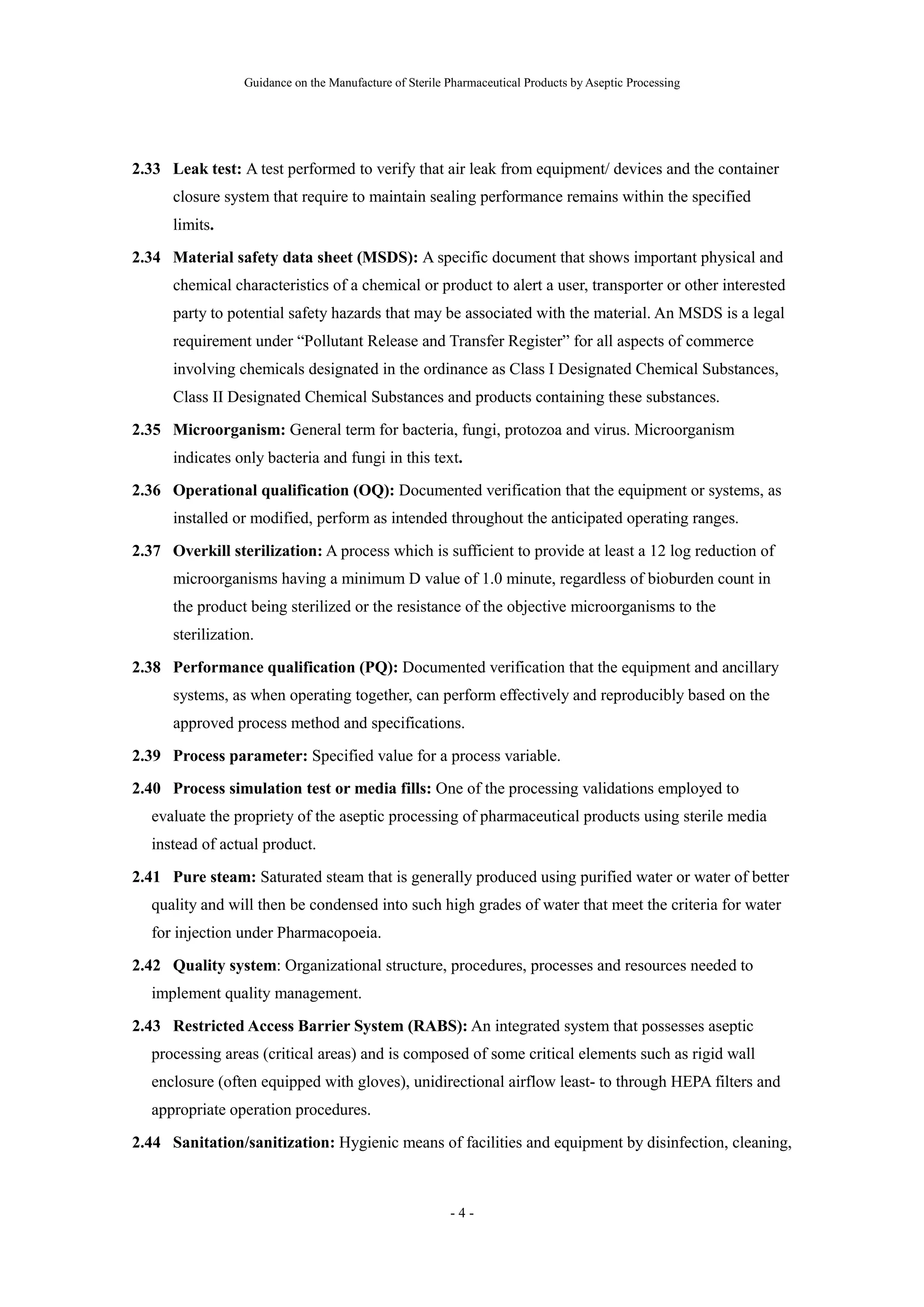 Aseptic processing | PDF