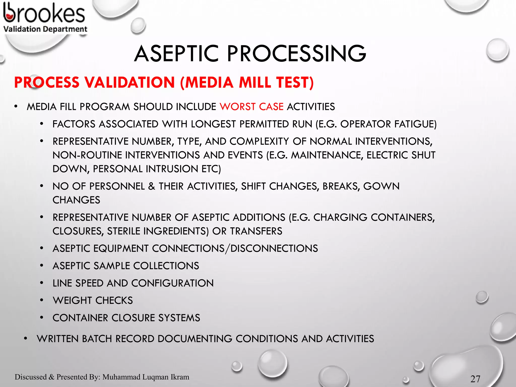 Aseptic Processing & Media Fill | PDF