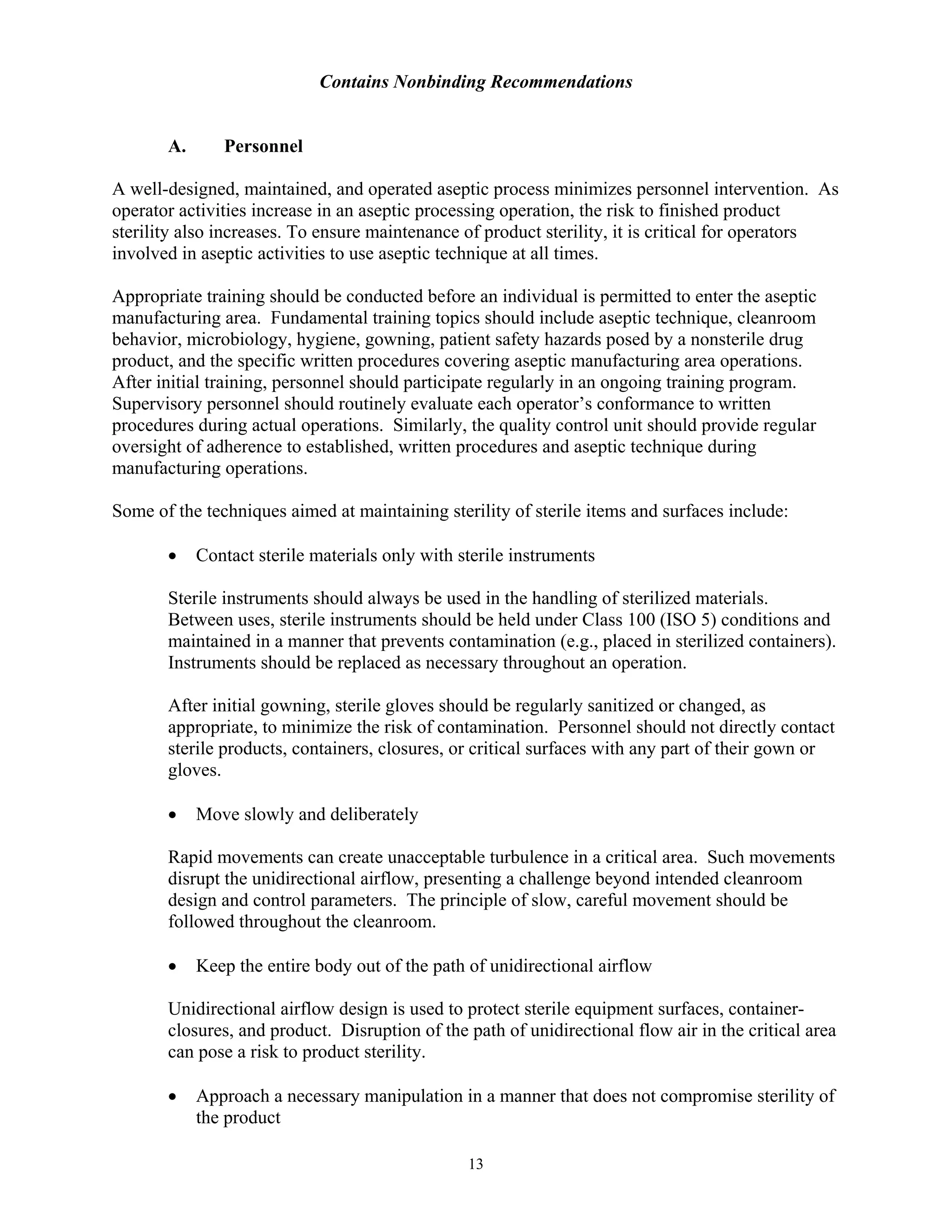 Aseptic processing us fda | PDF