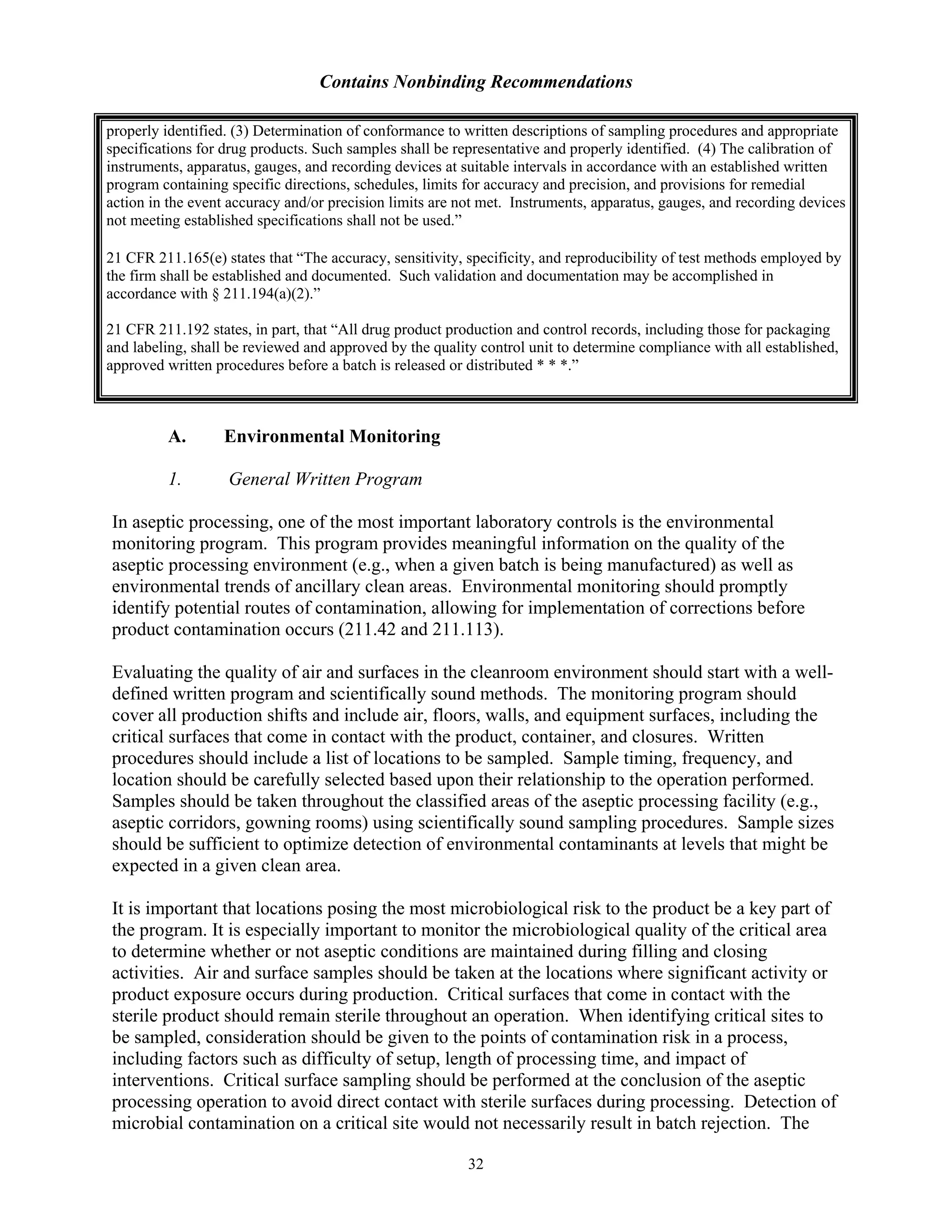 Aseptic processing us fda | PDF