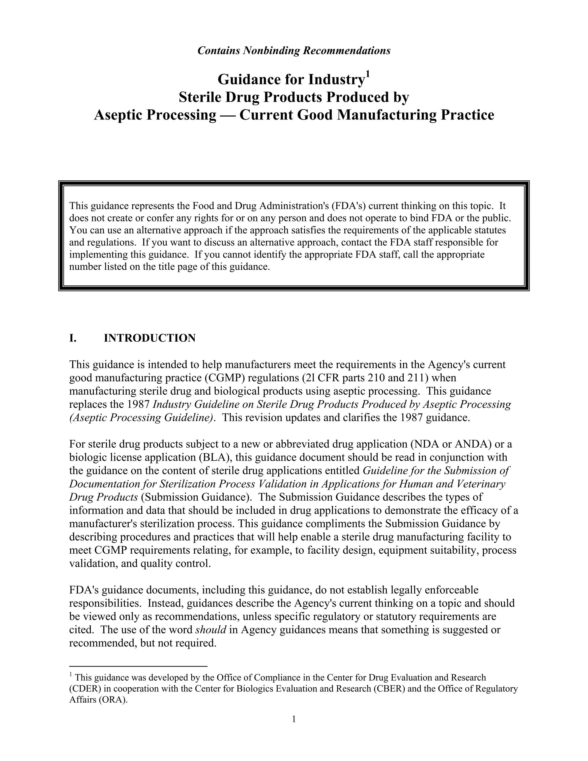 Aseptic processing us fda | PDF