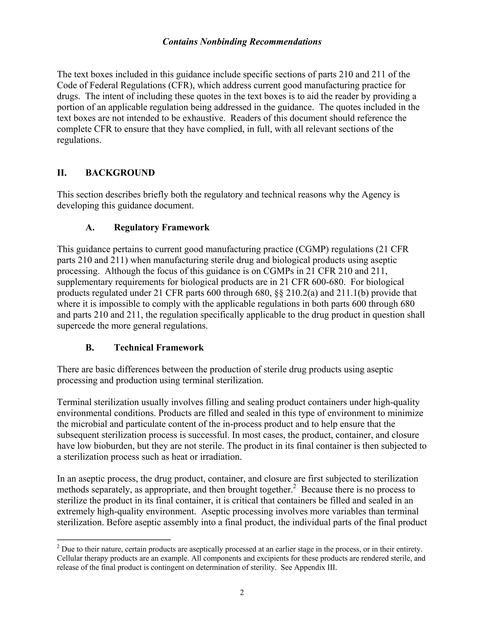 Aseptic processing us fda | PDF