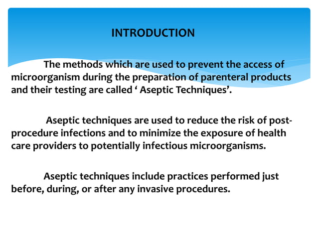Aseptic technique | PPTX | Infectious Diseases | Diseases and Conditions