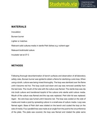 ASEPTIC TECHNIQUES TRANSFER OF BACTERIA | PDF