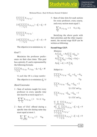 A Sequential Two-Stage Goal Programming Mod-El For Faculty-Course-Time ...