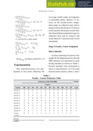 A Sequential Two-Stage Goal Programming Mod-El For Faculty-Course-Time ...
