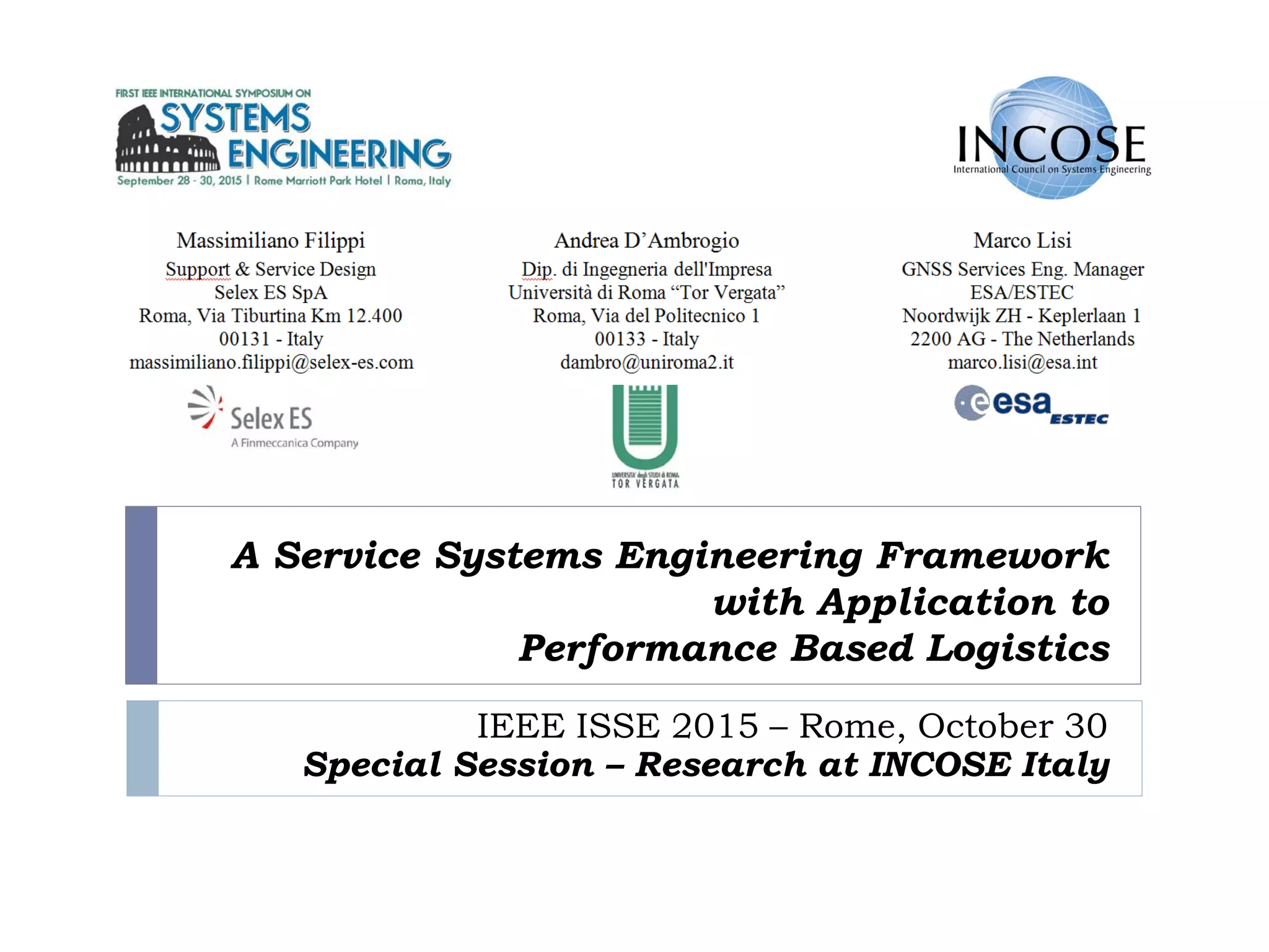 A service systems engineering framework with application to pbl rev.5 | PDF