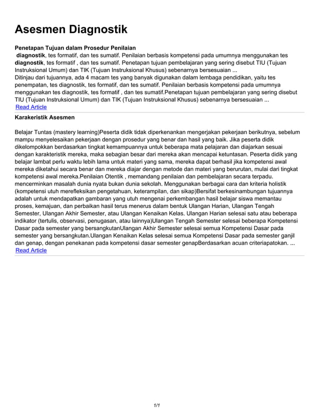 Asesmen diagnostik | PDF