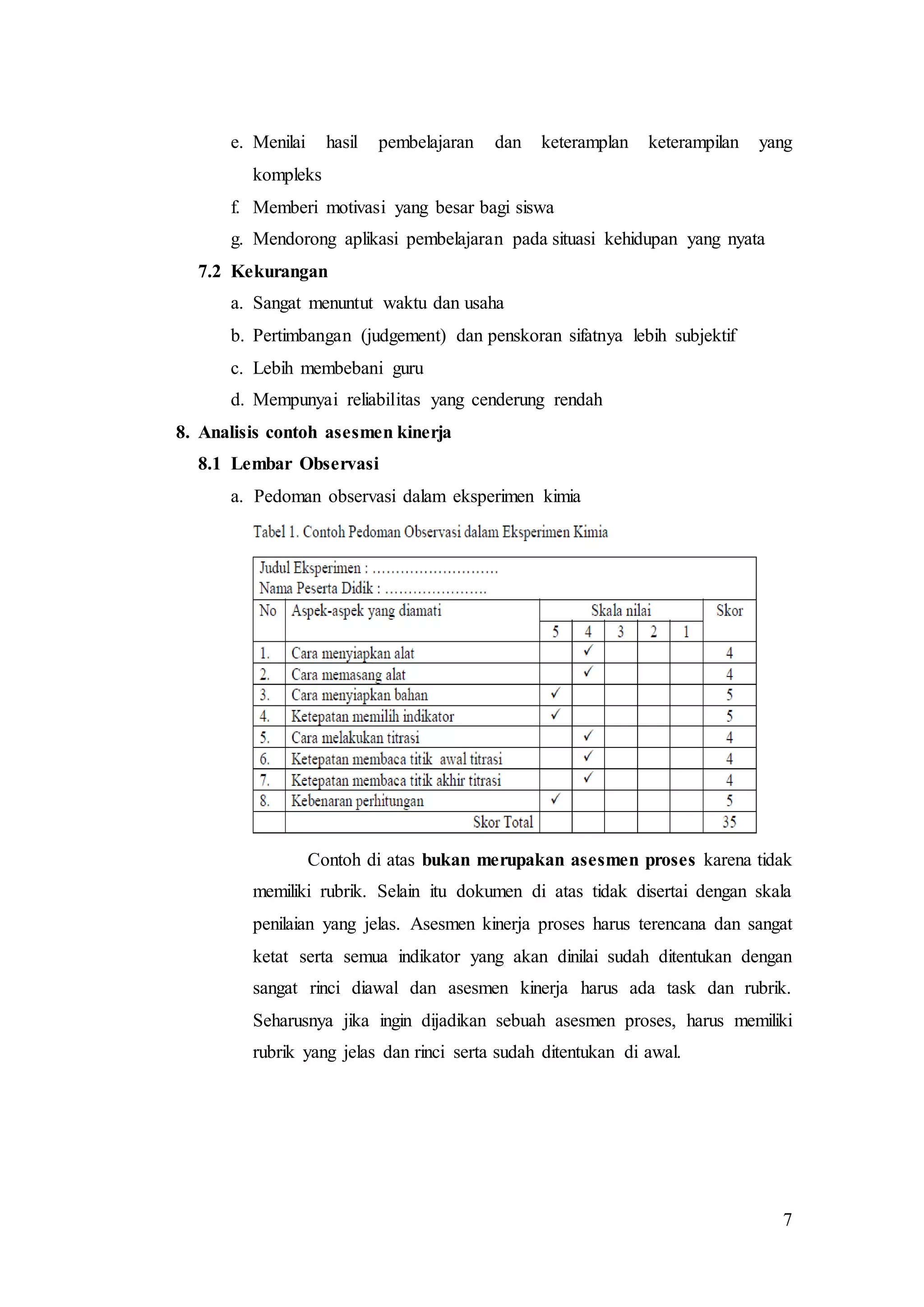 Asesmen kinerja proses dan produk | DOCX