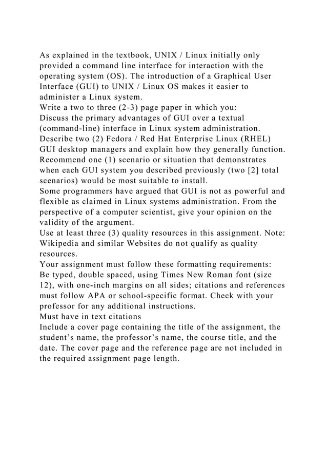 As explained in the textbook, UNIX Linux initially only provided a.docx