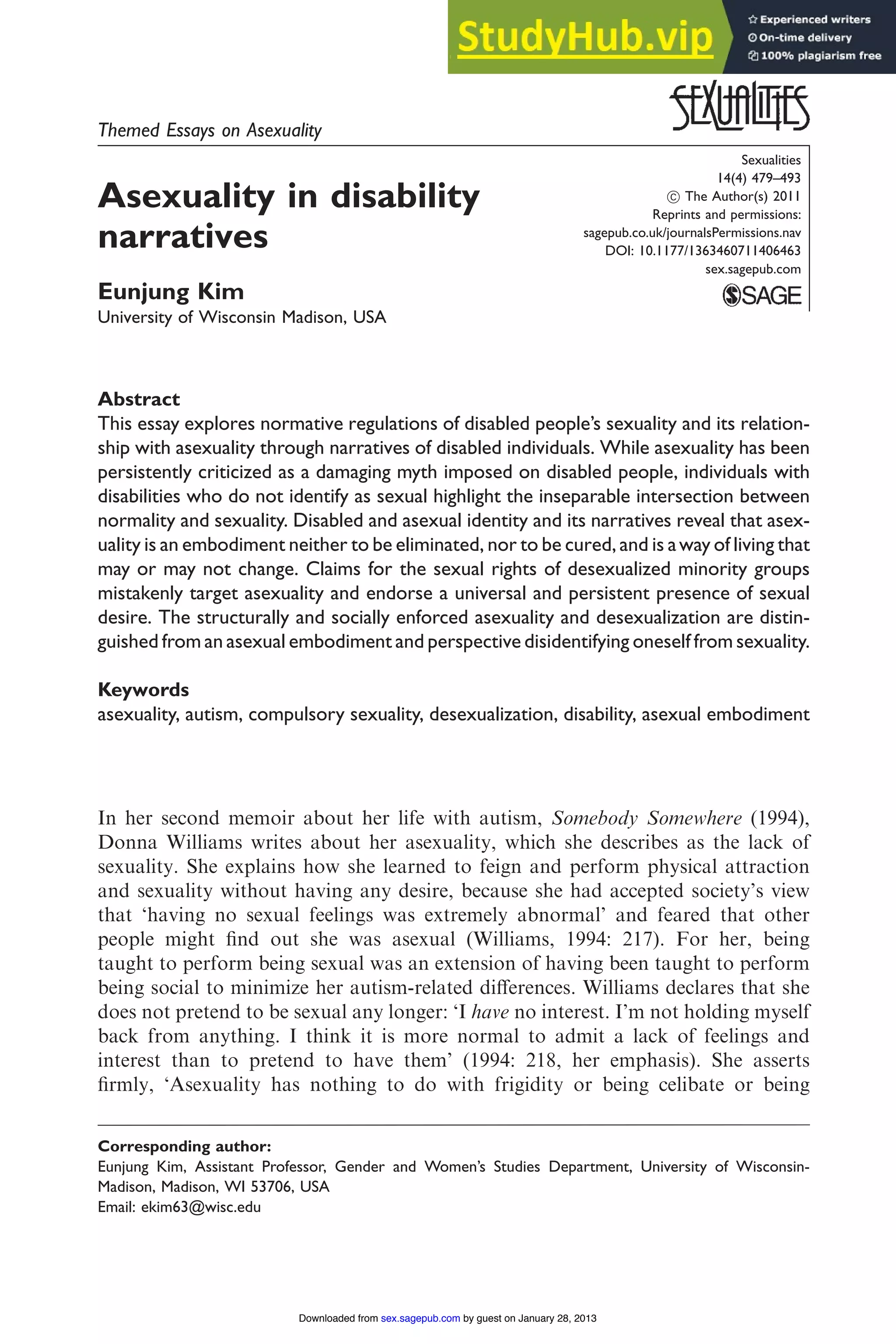 Asexuality In Disability Narratives | PDF