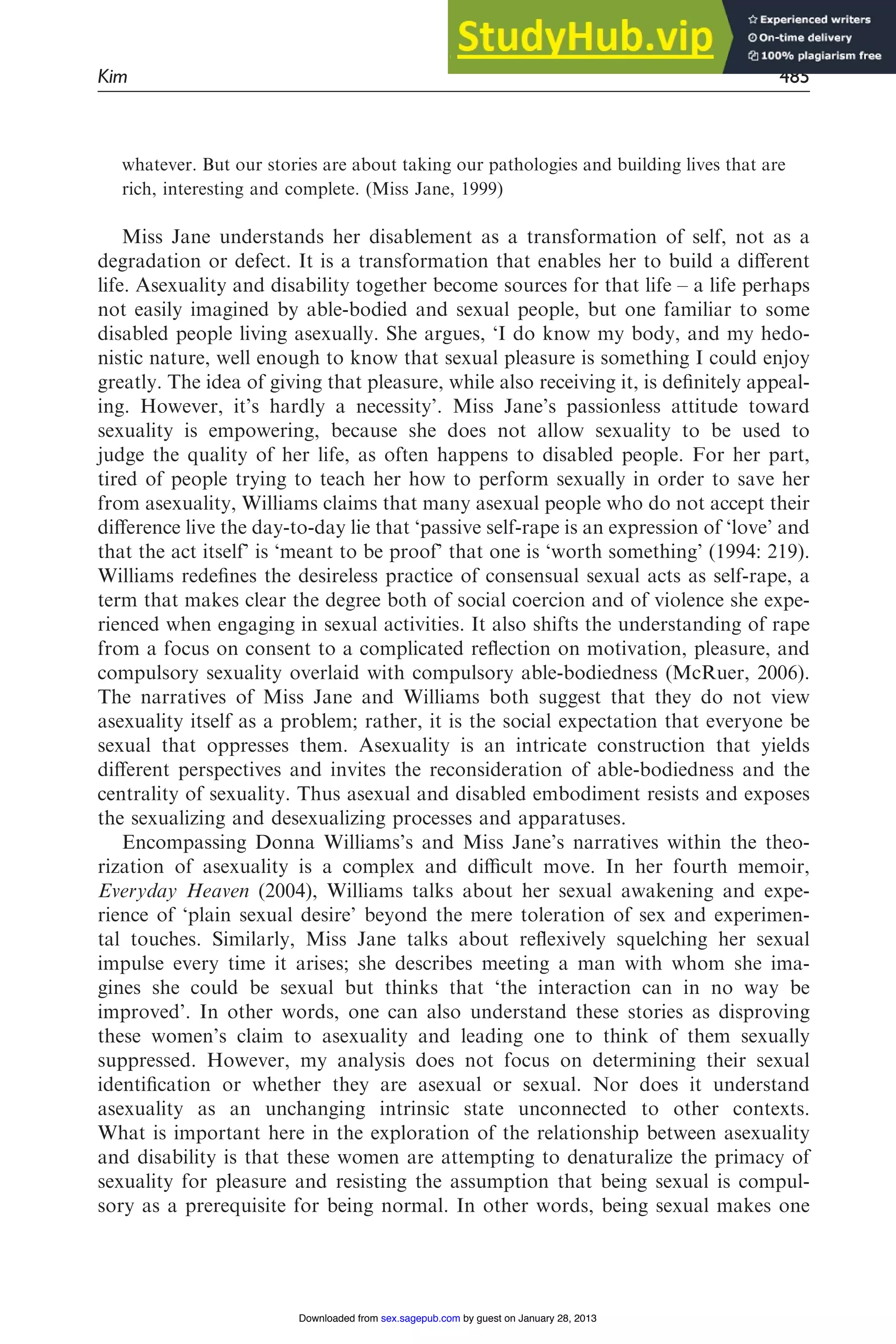 Asexuality In Disability Narratives | PDF