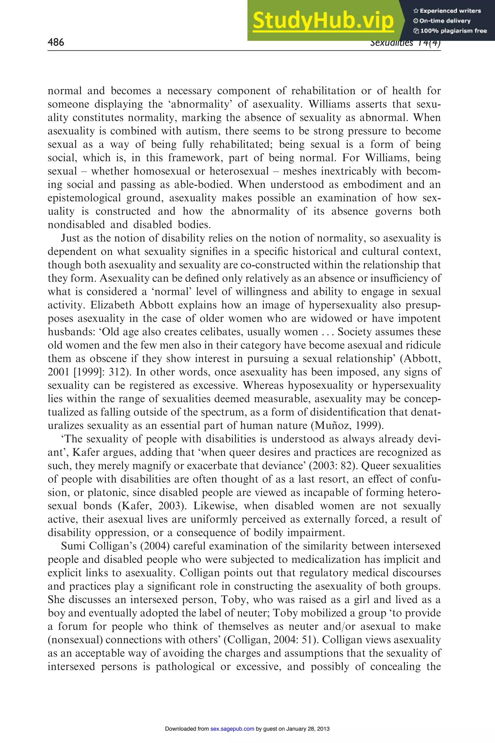 Asexuality In Disability Narratives | PDF