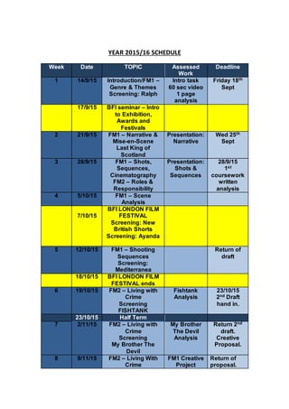 AS Film Studies course handbook 2015-16 | DOCX | Video Production ...