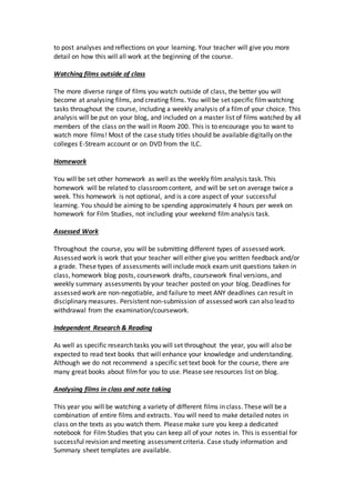 AS Film Studies course handbook 2015-16 | DOCX | Video Production ...