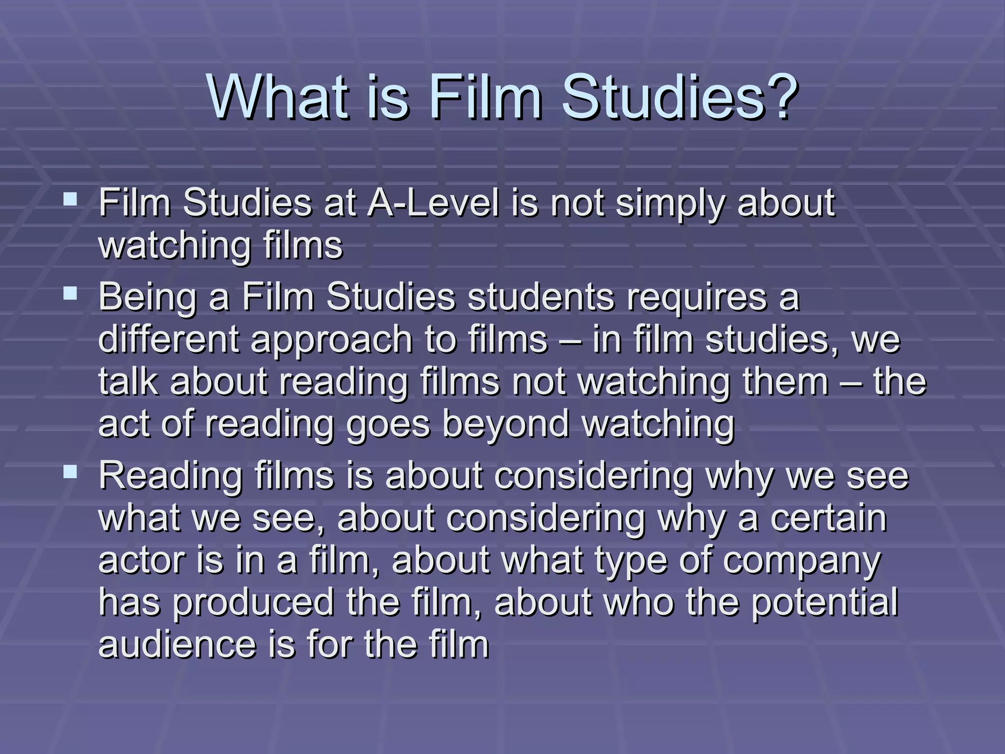 As film studies induction lesson | PPT