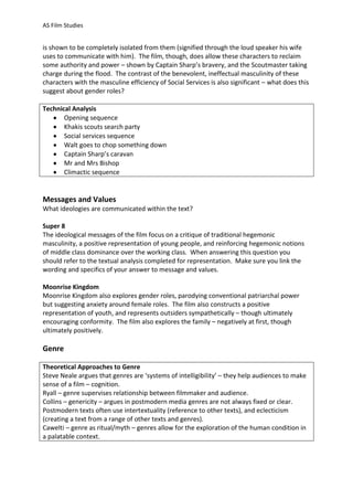 As film studies revision | DOCX