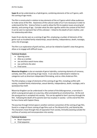 As film studies revision | DOCX