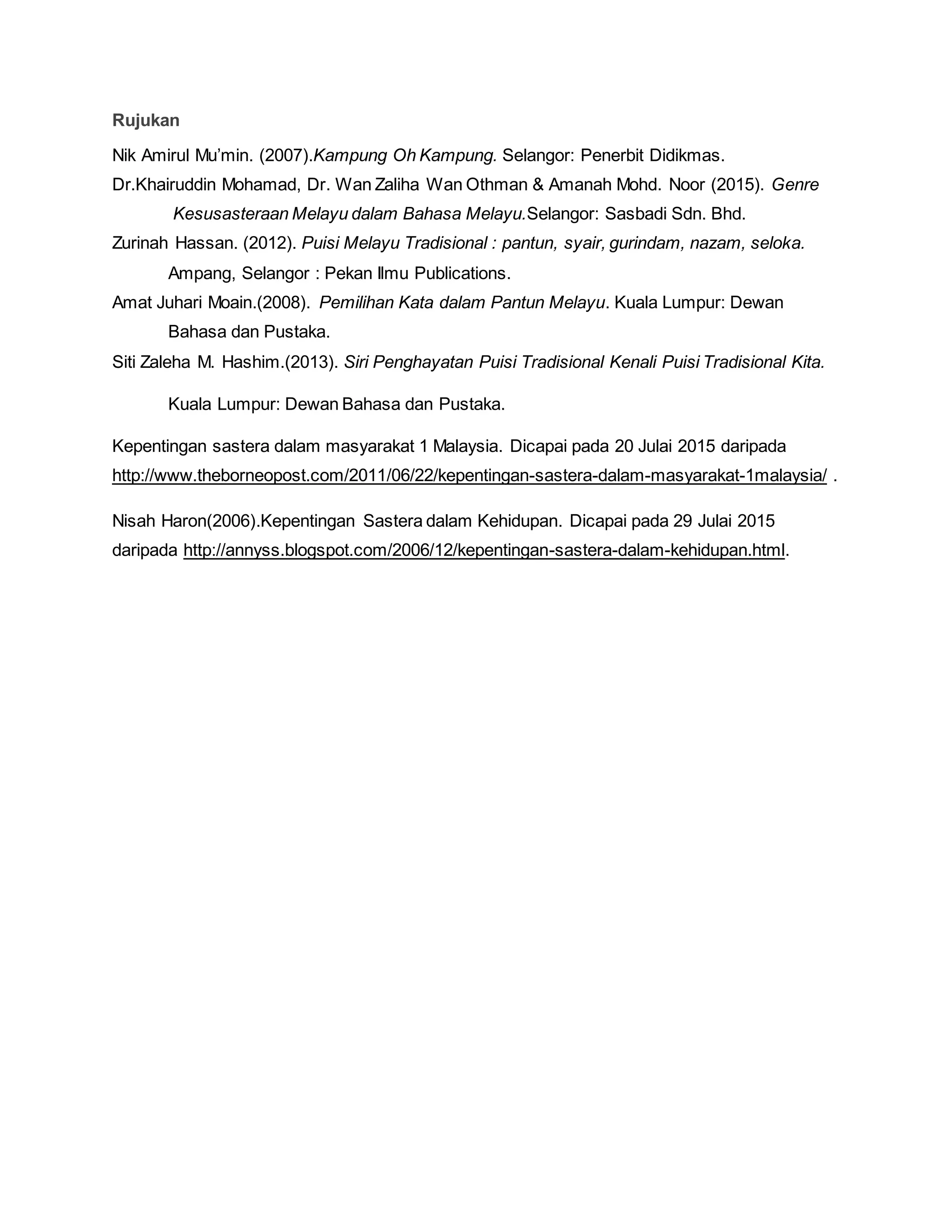 Kupasan buku "Kampung Oh kampung" | DOCX