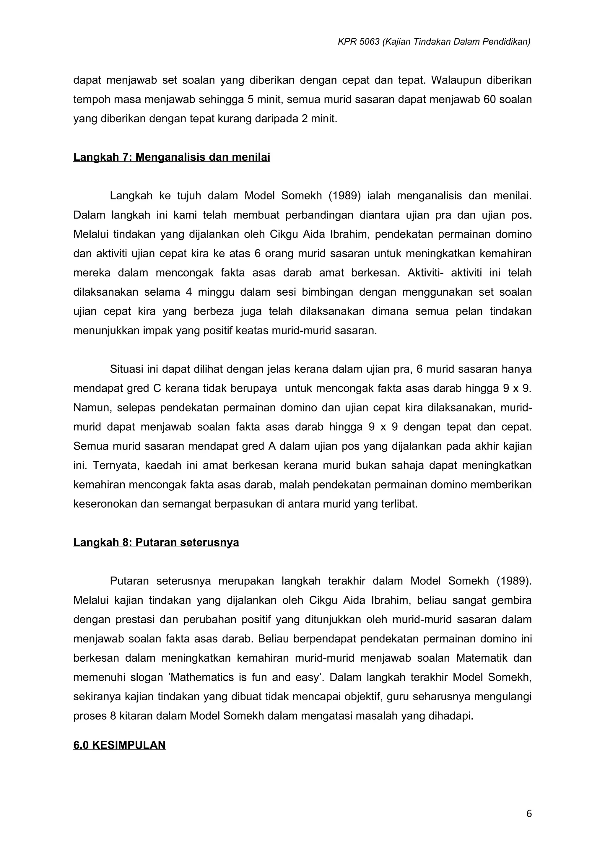 Ulasan Kajian Tindakan | DOC