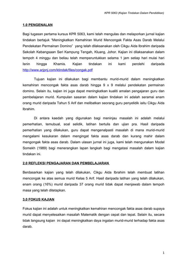 Ulasan Kajian Tindakan | PDF