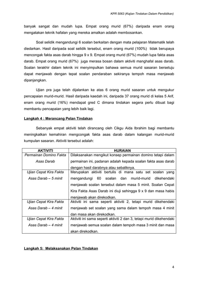 Ulasan Kajian Tindakan | DOC