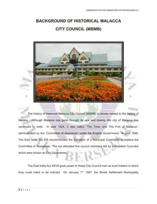 communication in Majlis Bandaraya Melaka Bersejarah | DOCX