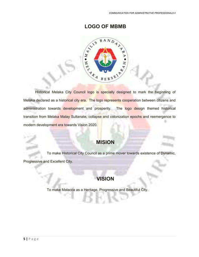 communication in Majlis Bandaraya Melaka Bersejarah | DOCX