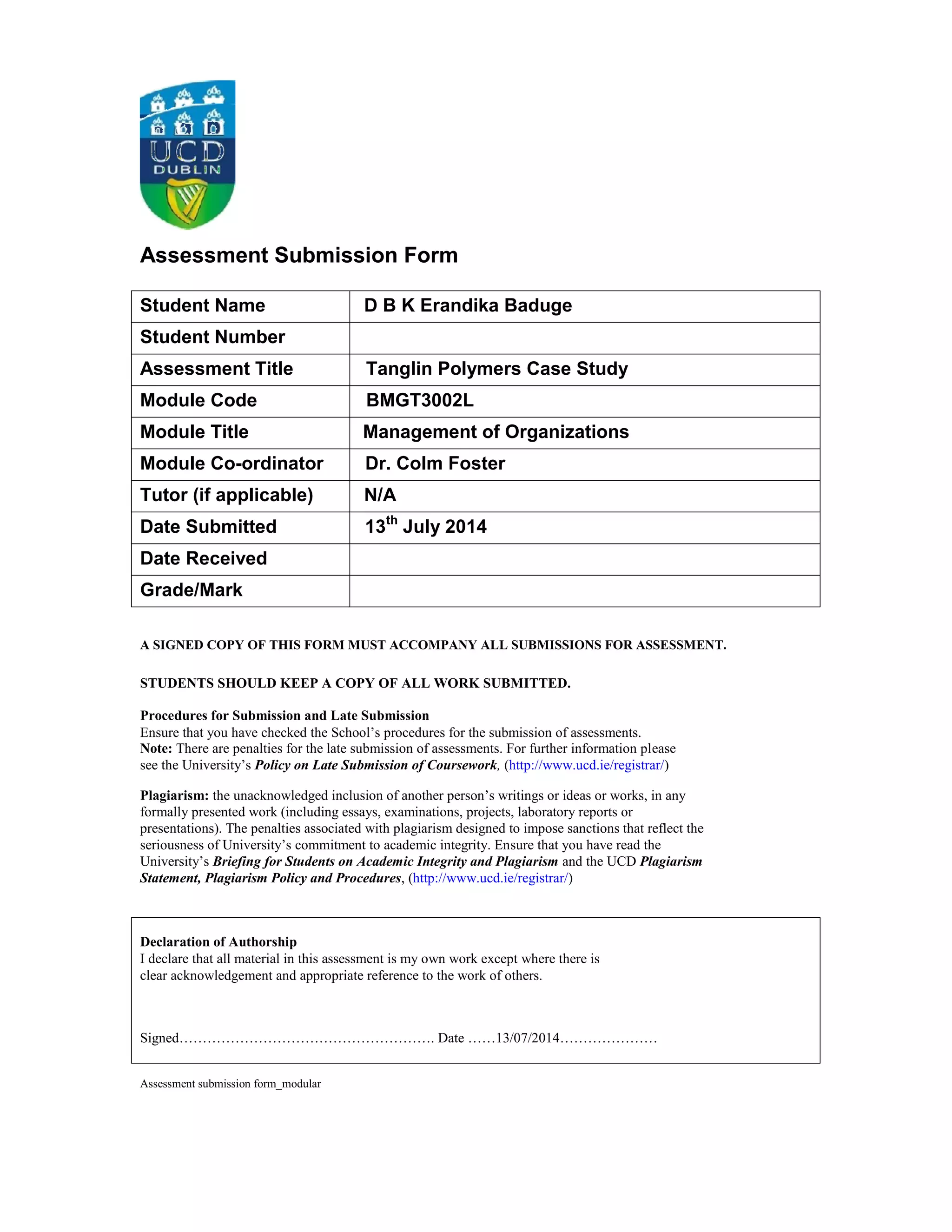 Tanglin Polymers Case Study | PDF