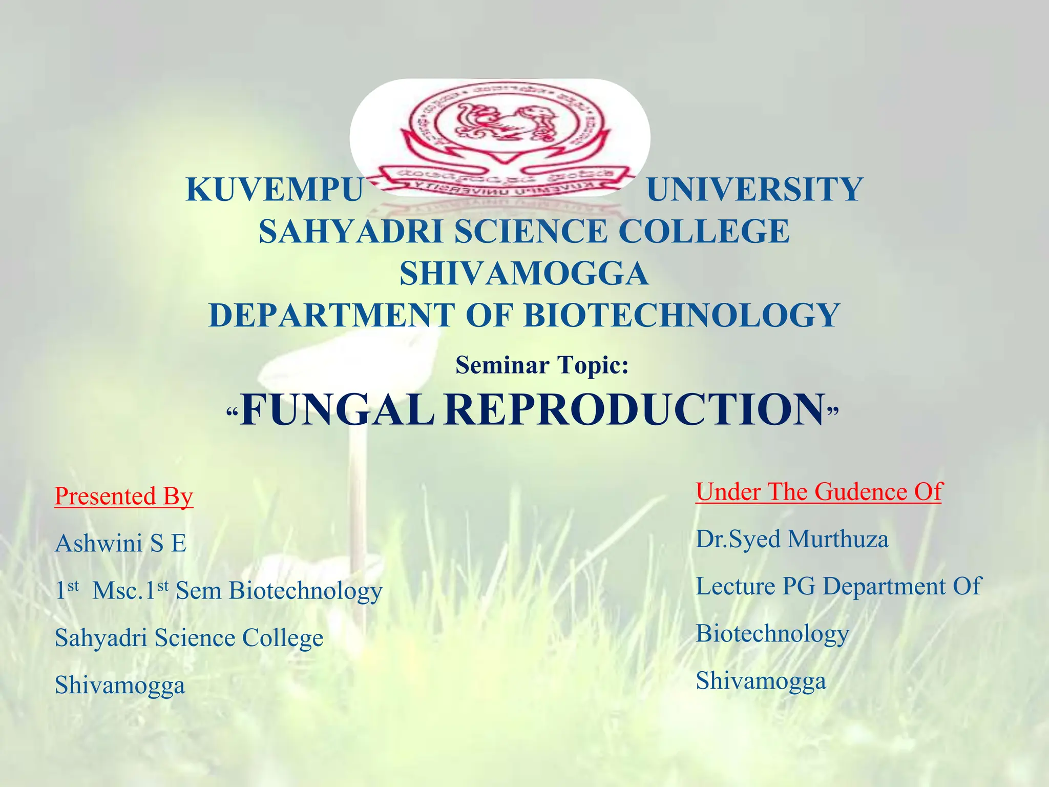 Ash Ppt Pptx Fungal Reproduction Presentation Ppt