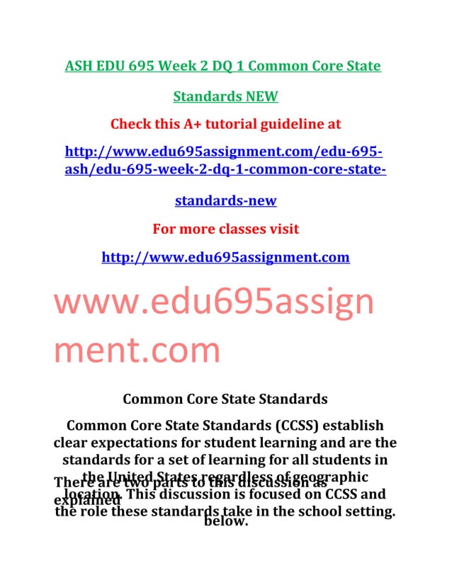 Ash edu-695-week-2-dq-1-common-core-state-standards-new | PPT