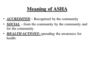 Roles and responsibility of ASHA | PDF
