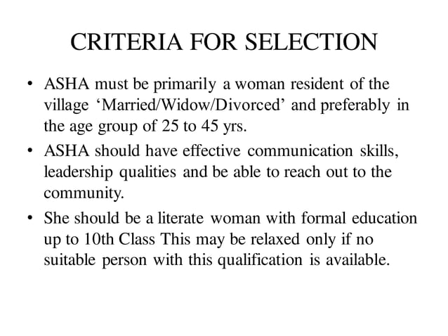 Roles and responsibility of ASHA | PDF | Children\'s Health | Healthy ...