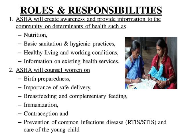 Roles and responsibility of ASHA | PDF | Children\'s Health | Healthy Living