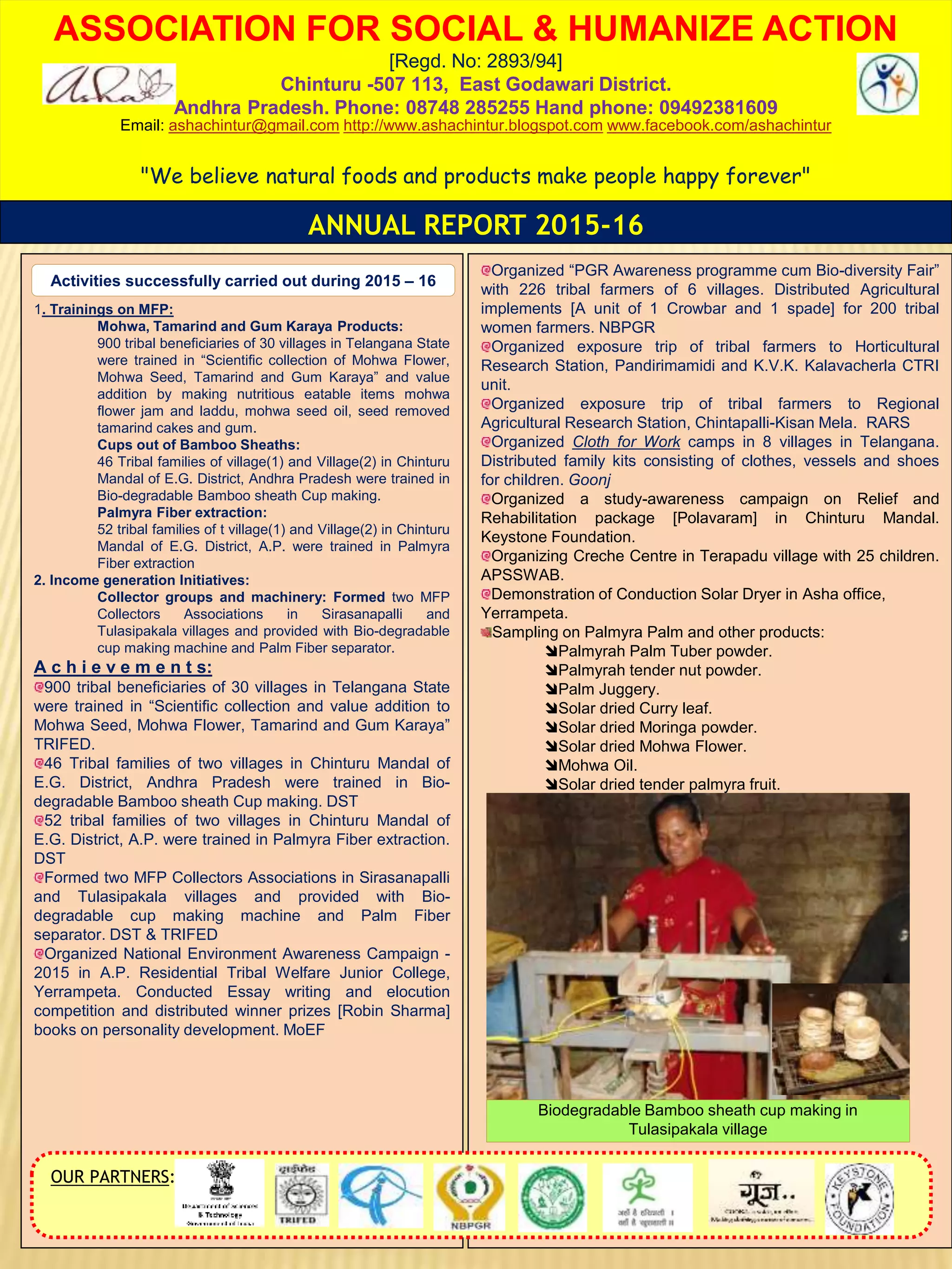 Asha annual report 2015 16 | PPTX