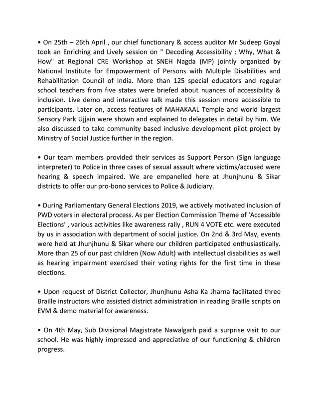 Asha ka jharna annual activity report 2019 20 | PDF