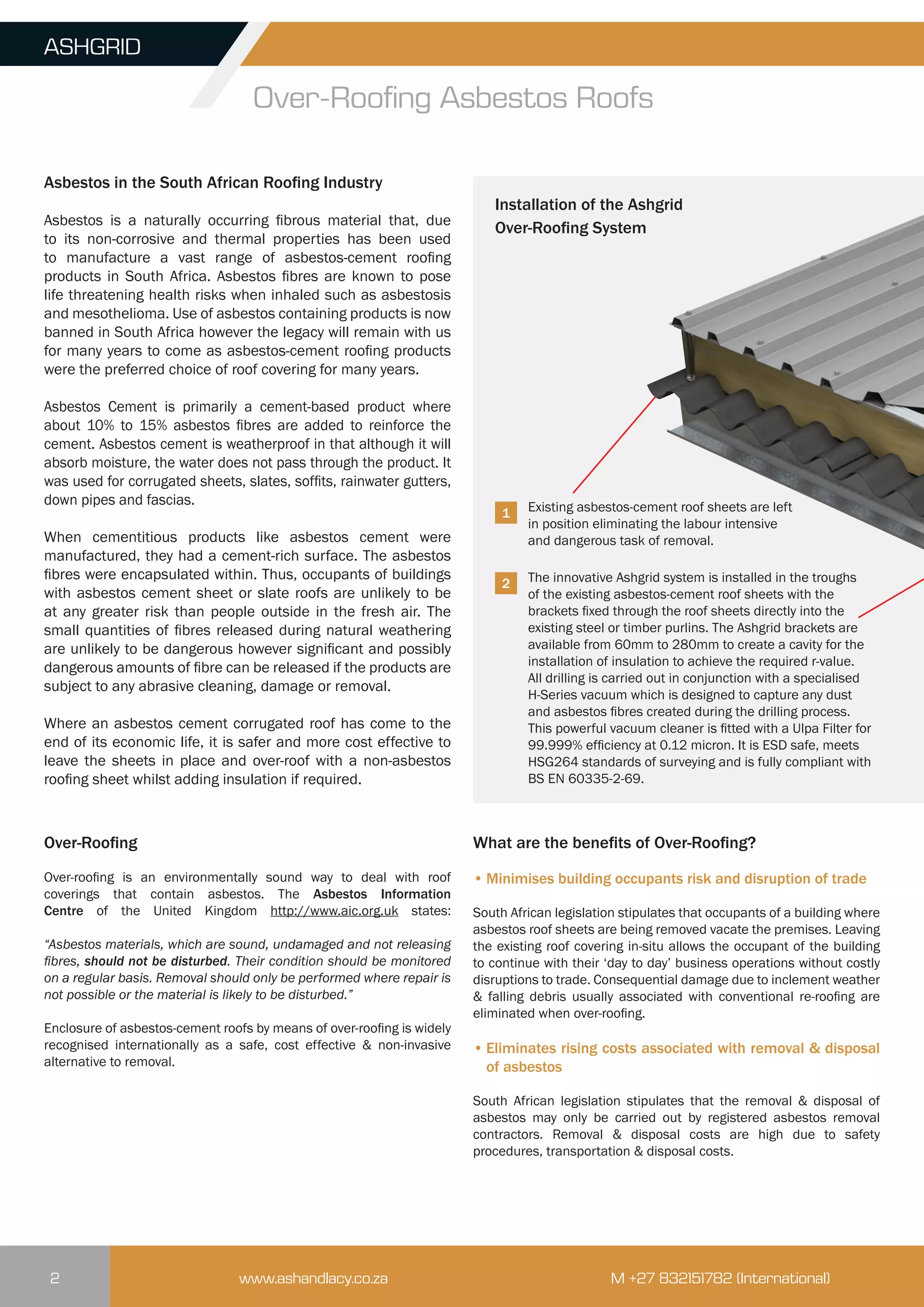 Ash and lacy sa over roofing asbestos roofs | PDF