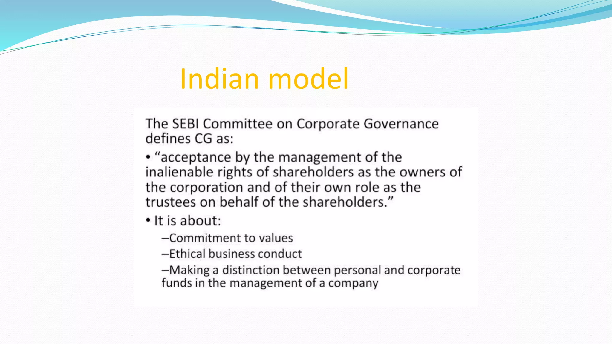 Indian Model of Corporate Governance | PPTX