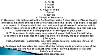 Ash ant 101 week 5 final cultural research paper | PPT