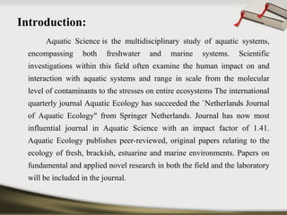 Aquatic Ecology: A scientometric analysis | PPT