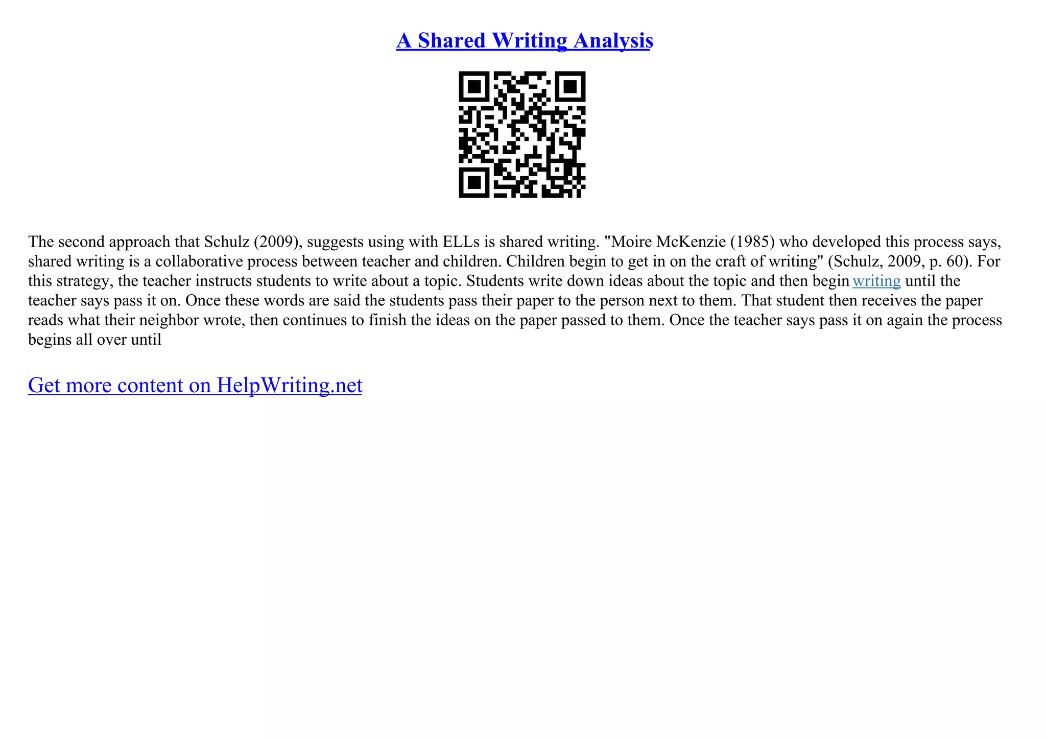 A Shared Writing Analysis | PPT