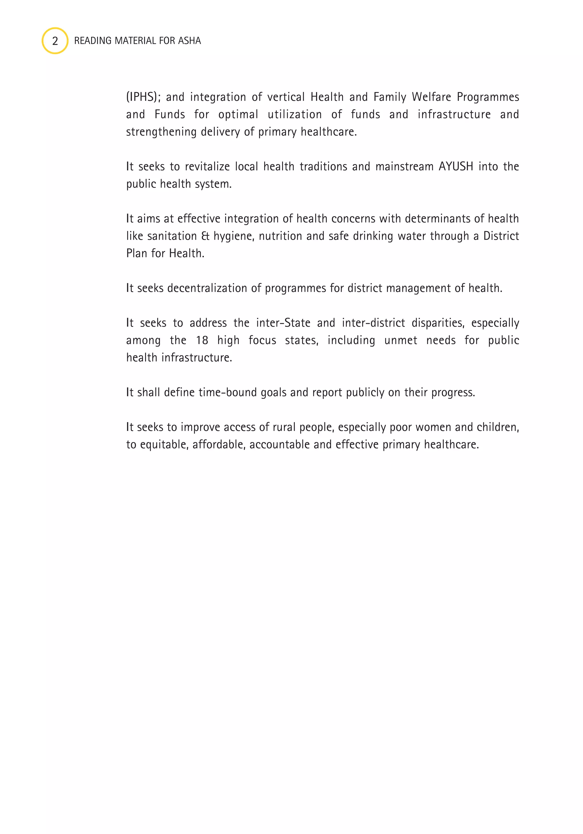 Asha training book no-1 pdf | PDF