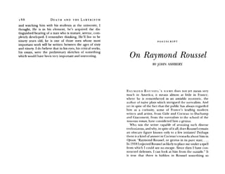 Ashbery, john - on raymond roussel | PDF
