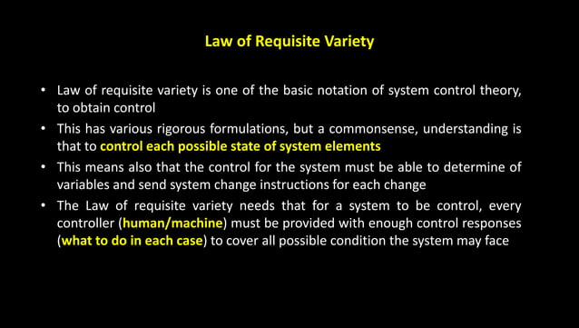 Ashby's law of requisite variety | PPTX | Science