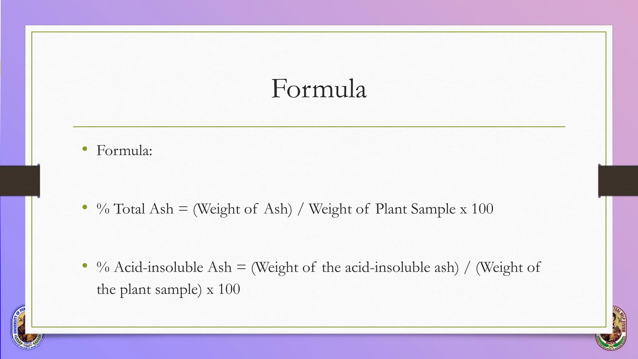 Ash content determination.pptx- materials- procedure- formula | PPTX